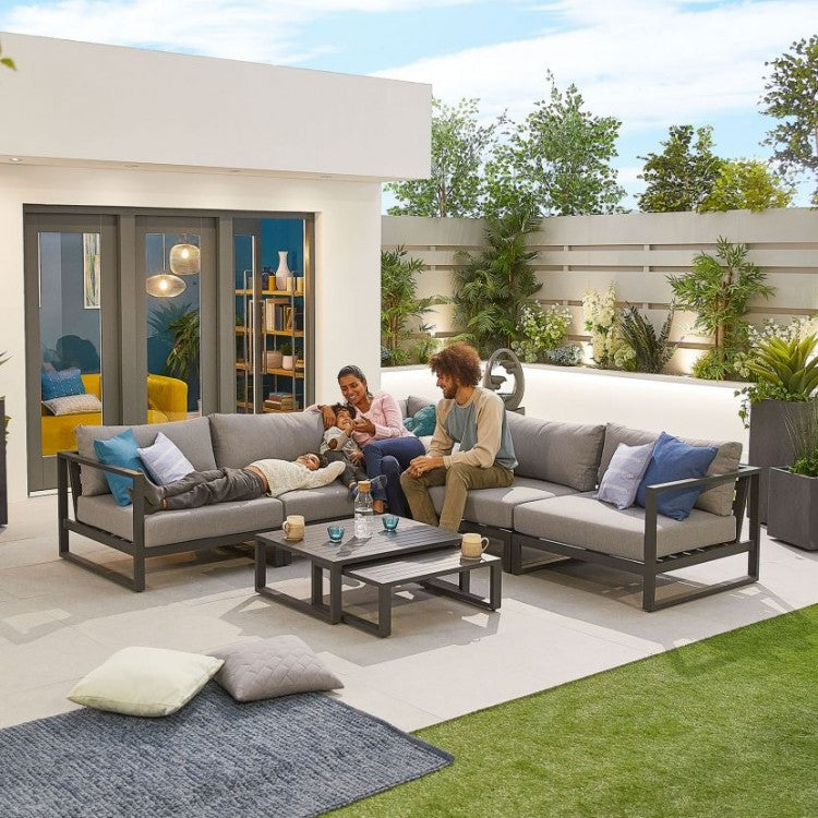 NOVA Alessandria Modular Corner Sofa Set with Foot Stool and Coffee Ta Spring Green Nurseries